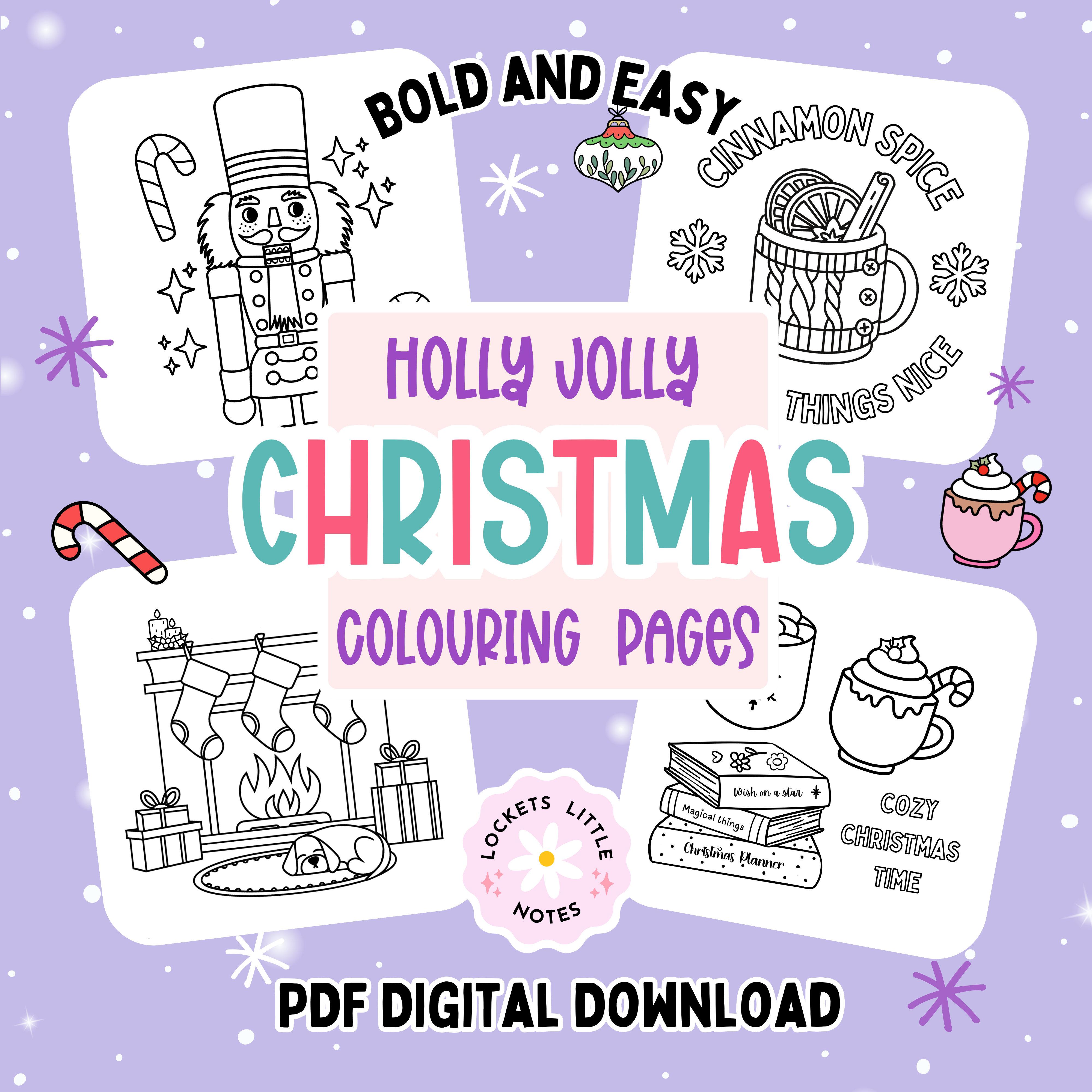 Holly Jolly Christmas Colouring Pages. Instant PDF Digital Download ...